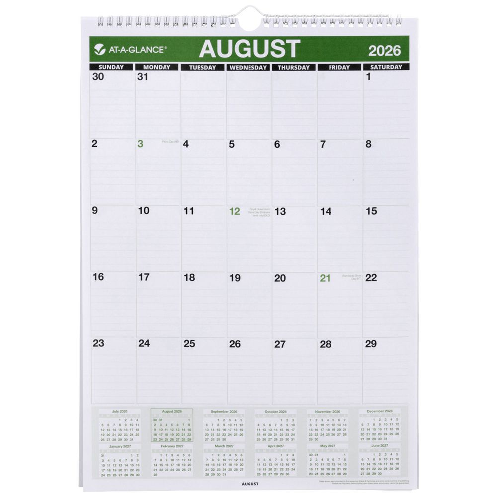 At-A-Glance 304x431mm Wall Calendar 2026 | Officeworks