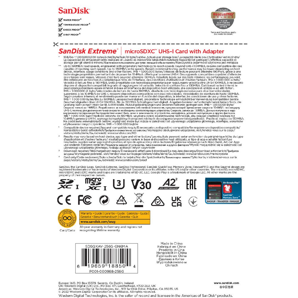 SanDisk 256GB Extreme microSDXC Memory Card | Officeworks