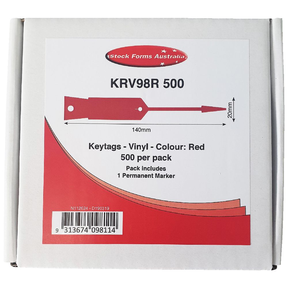 Disposable Vinyl Key Tags Red 500 Pack | Officeworks
