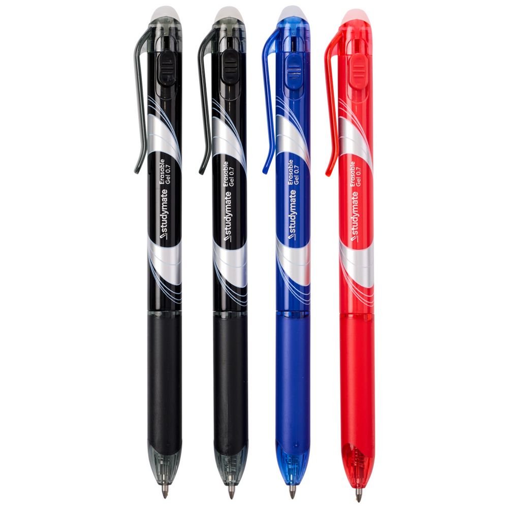 Studymate 0.7mm Retractable Erasable Gel Ink Pen Assorted 4PK | Officeworks