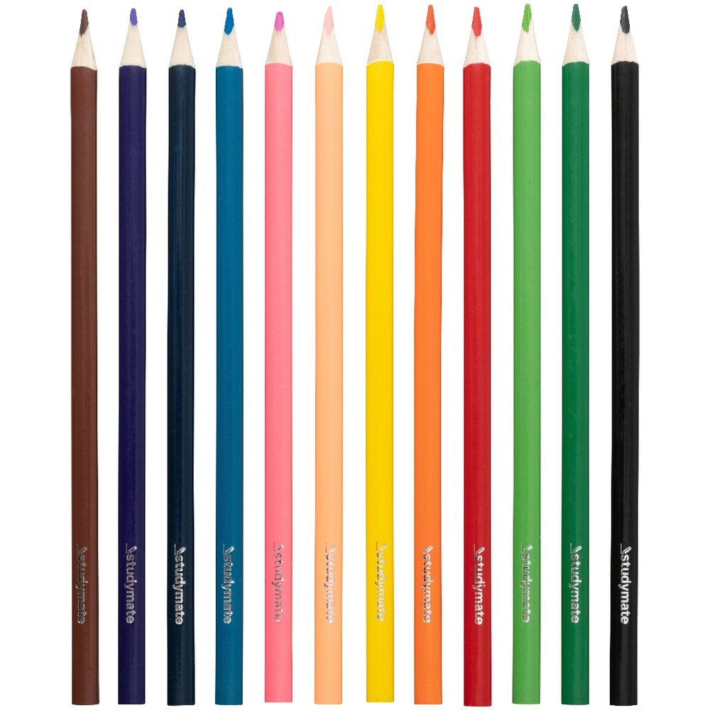 Studymate Triangular Coloured Pencils 12 Pack | Officeworks