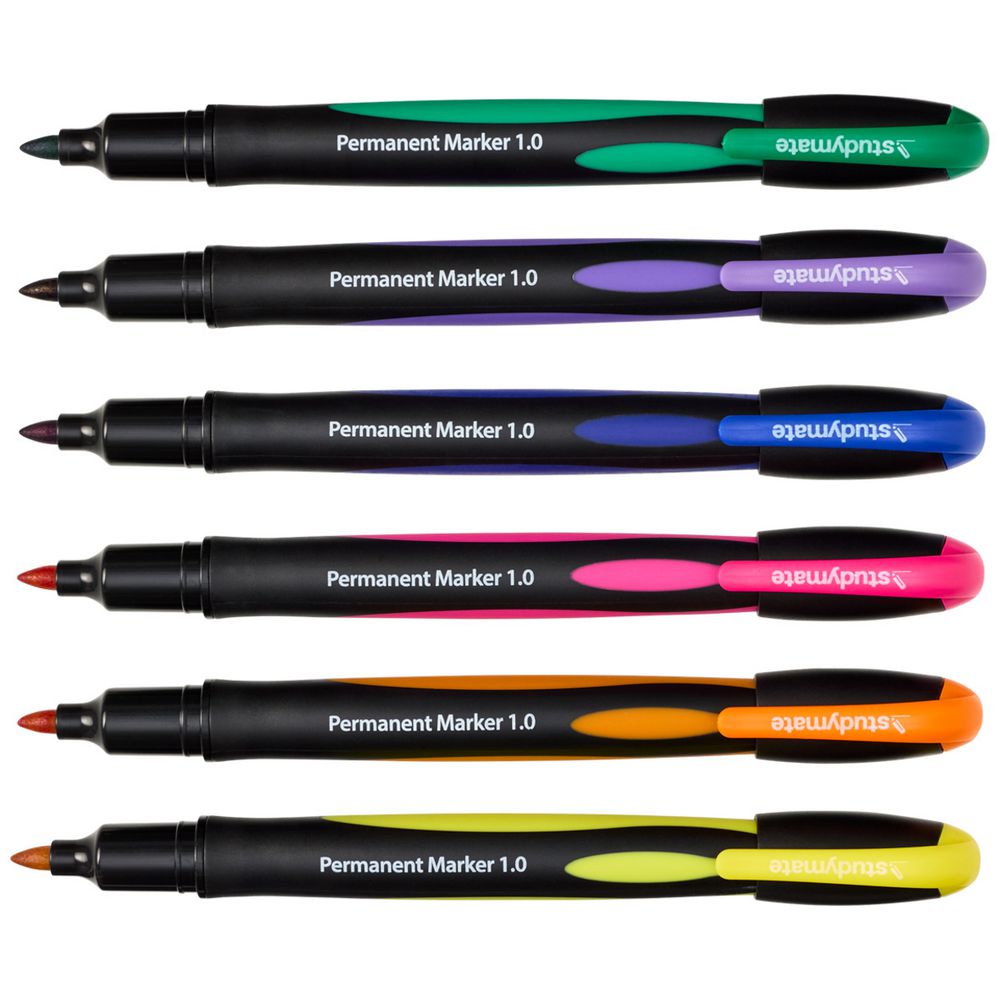 Studymate Permanent Marker 2.0mm Assorted 6 Pack | Officeworks