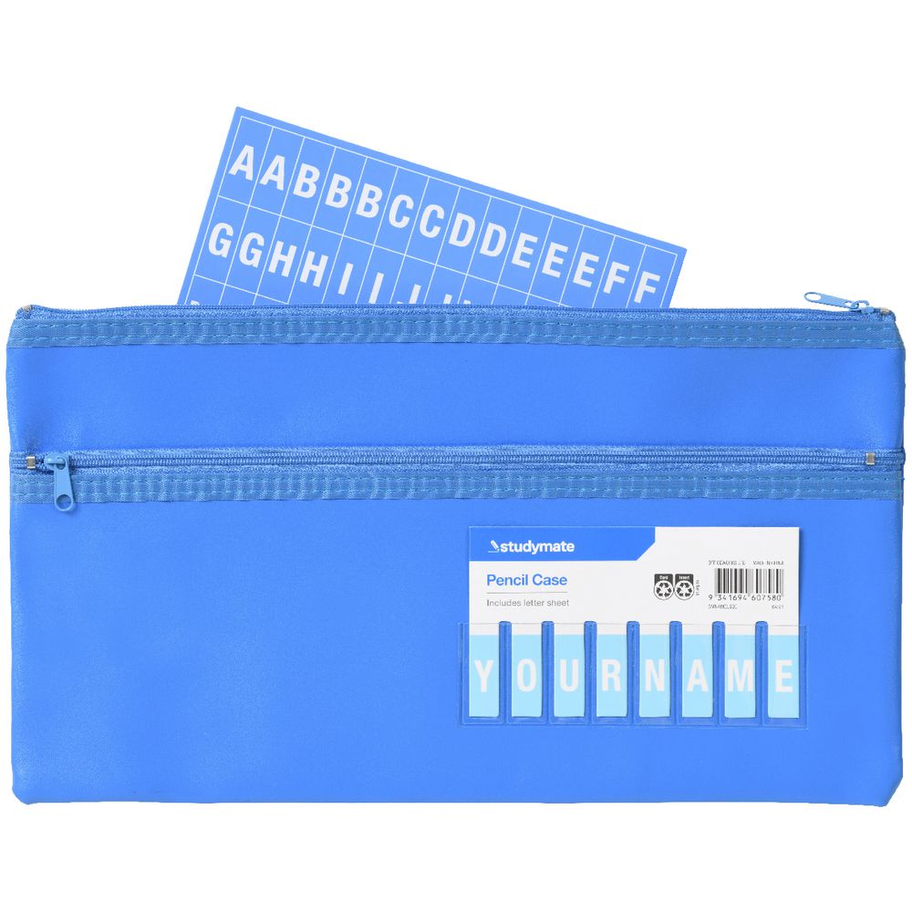 Studymate Twin Zip Name Pencil Case Large Blue | Officeworks