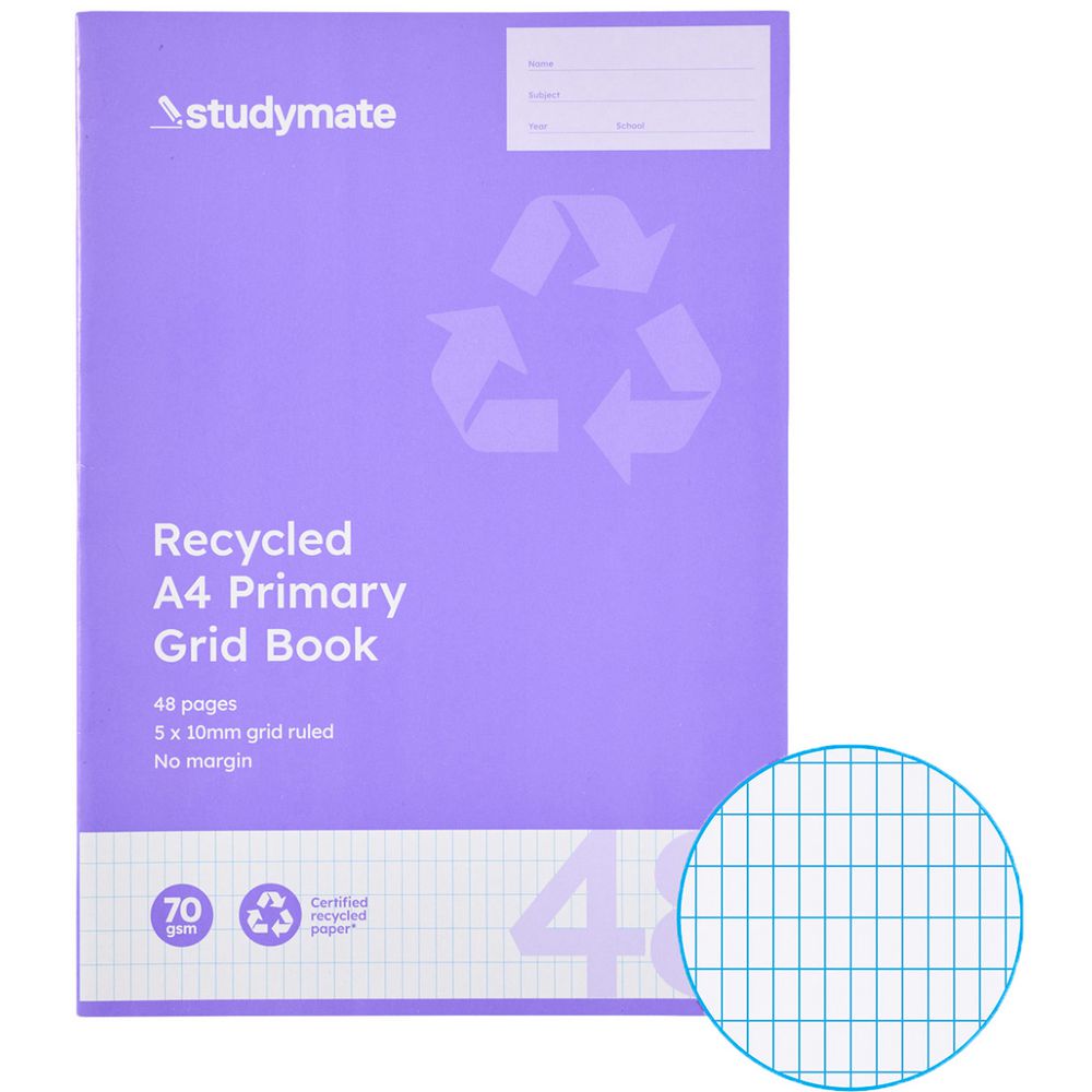 Studymate A4 Premium Recycled 10mm Grid Book 48 Page | Officeworks
