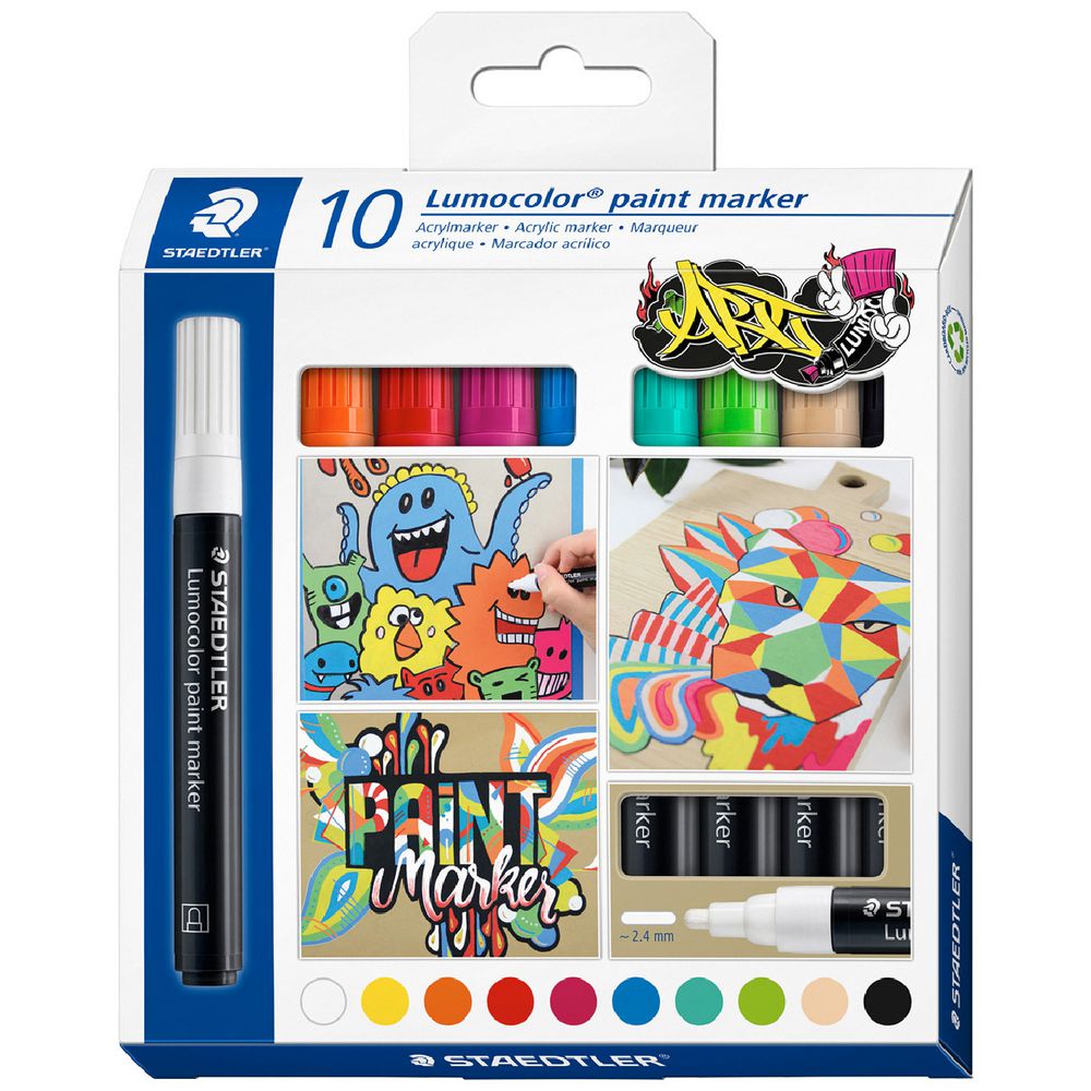 Staedtler Lumocolor Paint Marker Assorted 10 Pack | Officeworks