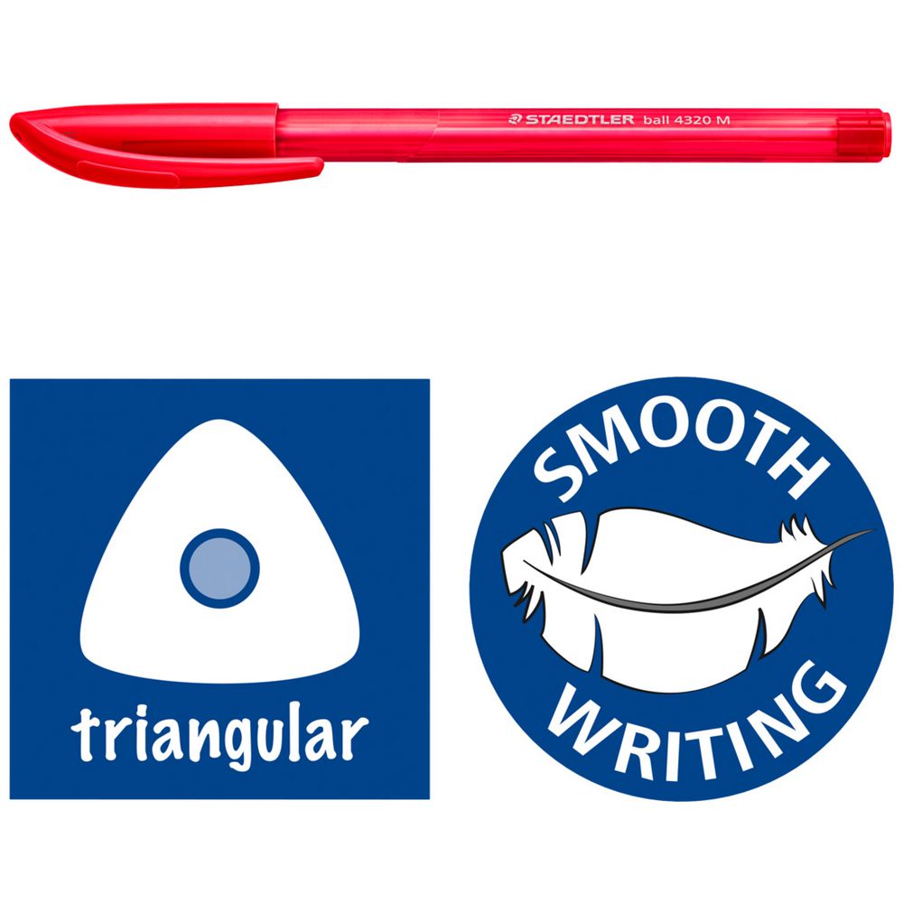 Staedtler Triangular Medium Stick Ballpen 4320 Blue 10 Pack | Officeworks
