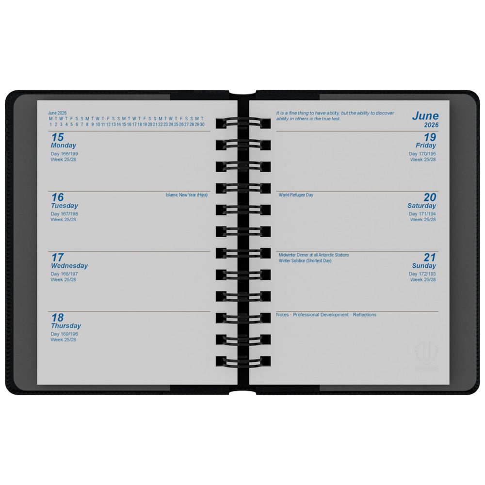 Upward A7 Week to View 2026 Superior Diary Black | Officeworks