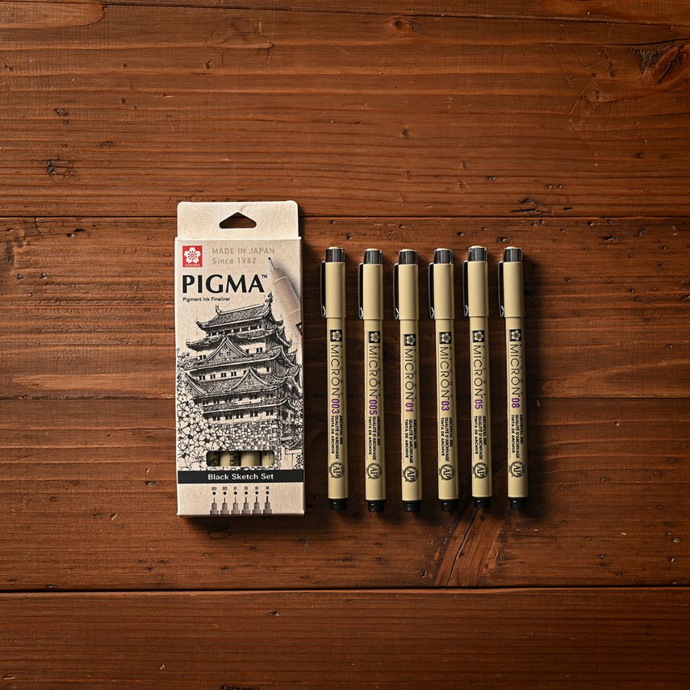 Sakura Pigma Micron Fineliners Assorted Sizes Black 6 Pack | Officeworks