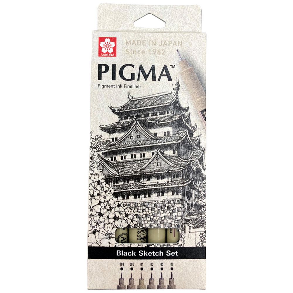 Sakura Pigma Micron Fineliners Assorted Sizes Black 6 Pack | Officeworks