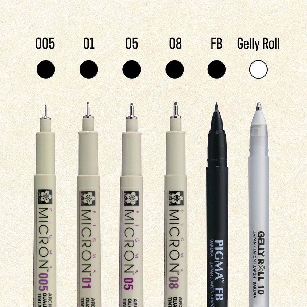 Sakura Pigma Micron Manga Fineliners Assorted Sizes Black 6PK | Officeworks