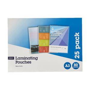J.Burrows A3 Laminating Pouches 80 Micron 25 Pack Gloss | Officeworks