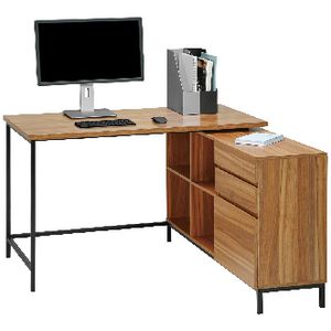 Stockholm 1200 x 1200mm Workstation Walnut Black Officeworks