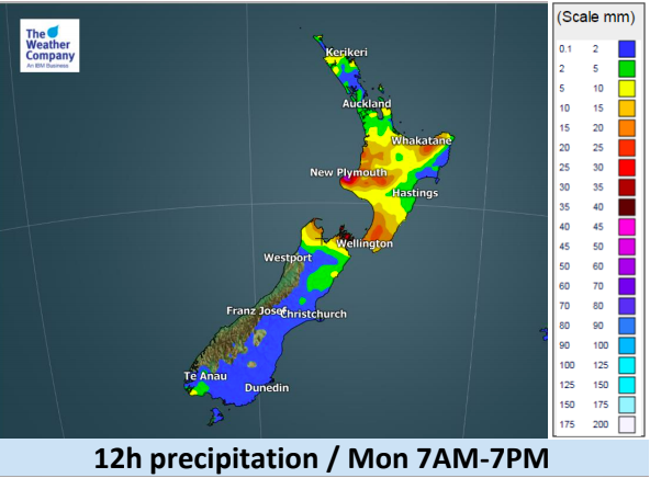 Expected rainfall totals across New Zealand until tonight ...
