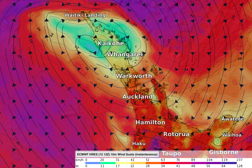 Wet, windy start to the week for northern NZ (+4 Maps) | WeatherWatch ...