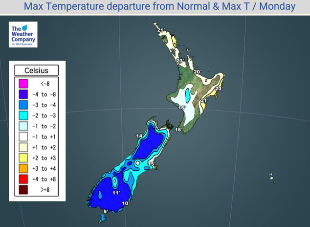 Temperature trends for Monday and Overnight Tonight | WeatherWatch ...