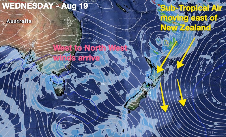 Big high departing then windy westerlies + more rain for Auckland (+5 ...