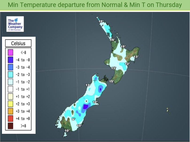 Wednesday’s national forecast – Front pushes over South Island (+11 ...