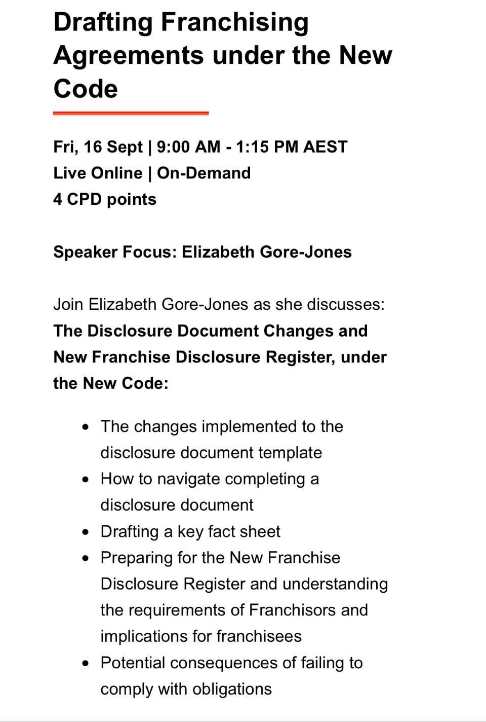 Franchising Code Changes Update Presentation