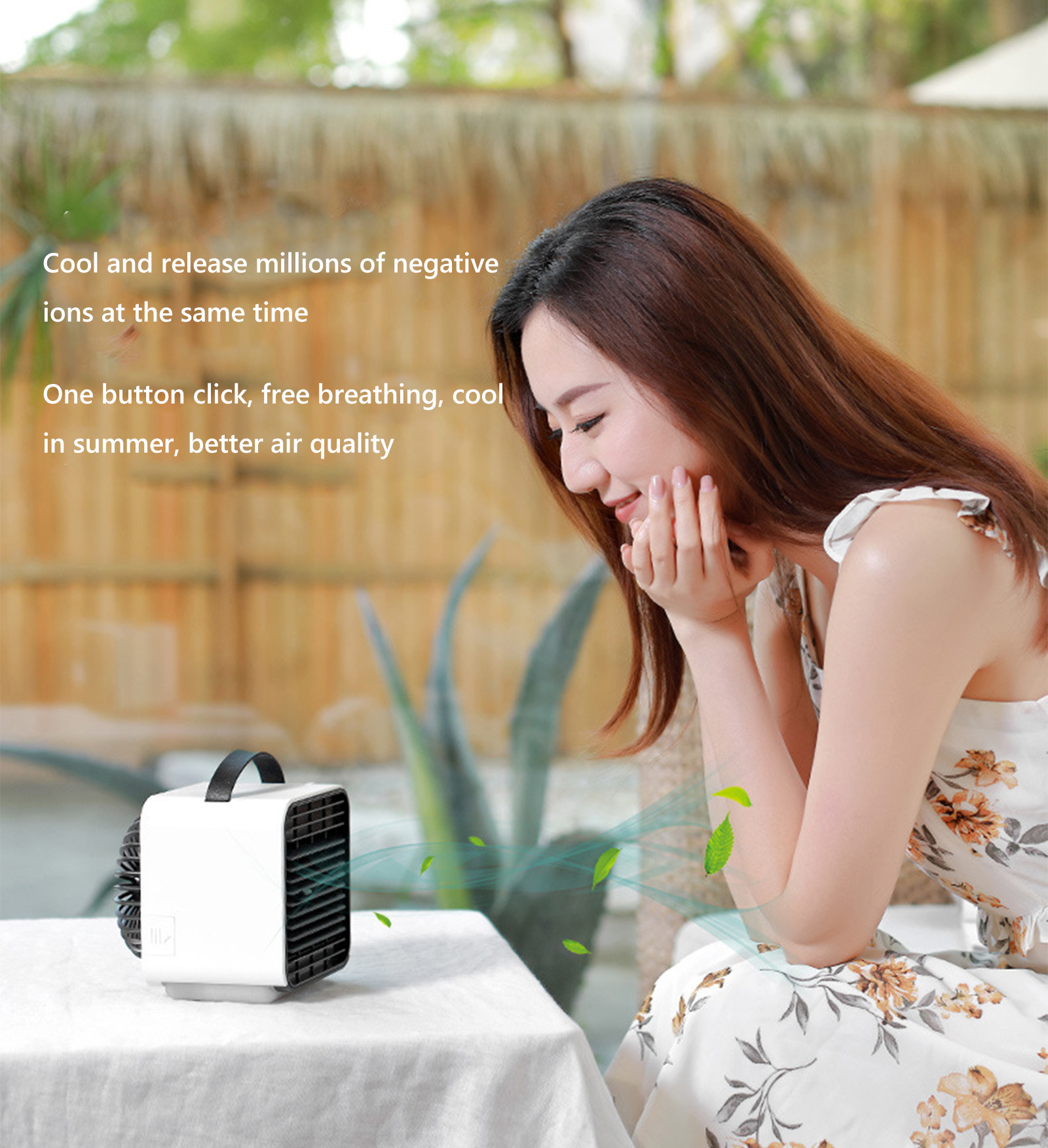 Mini Negative ion Fan night light multi function air filter 2000ma whi ...