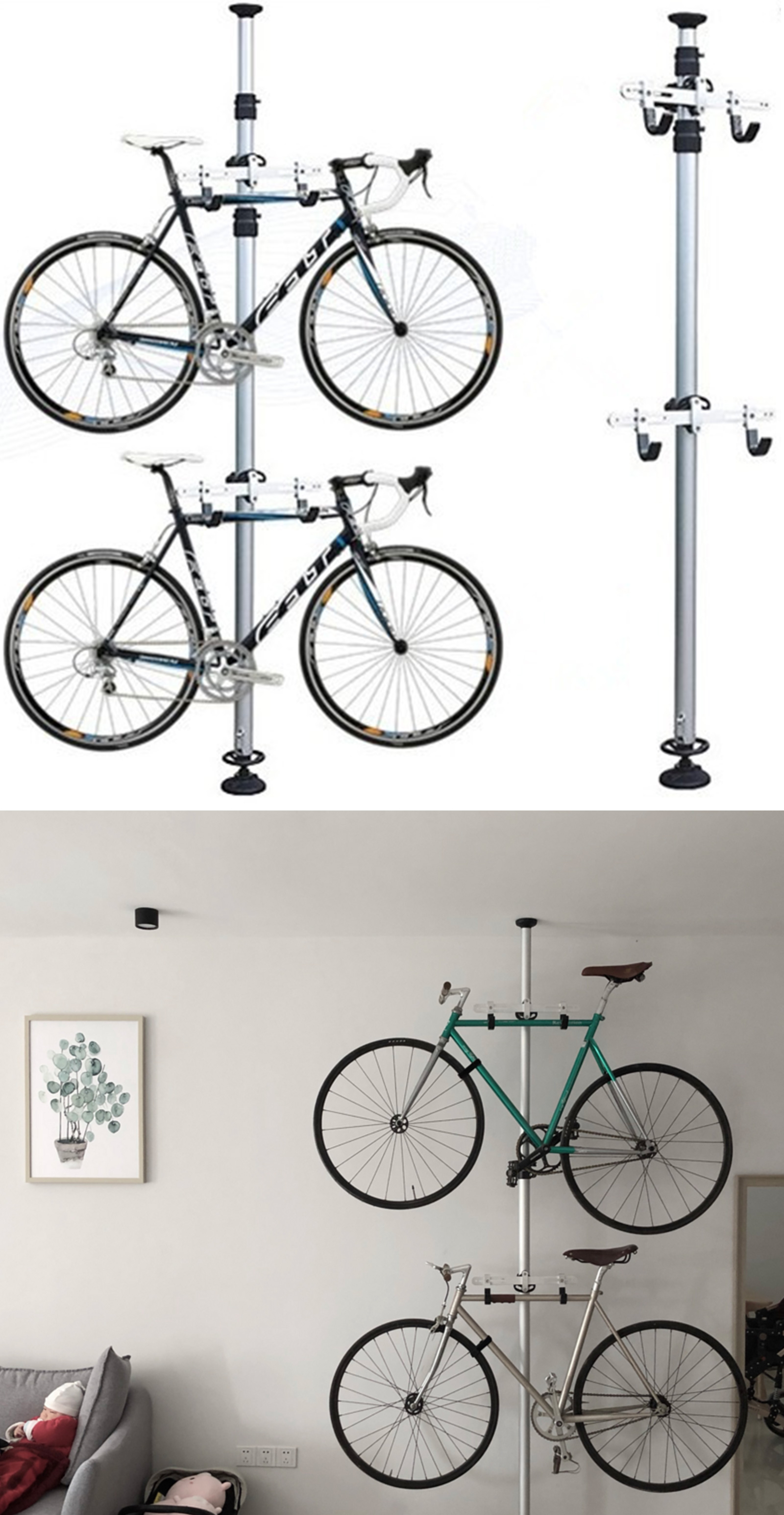 Bicycle Stand Wall Mount Aluminum Alloy Display Rack Hook Vertical Par ...