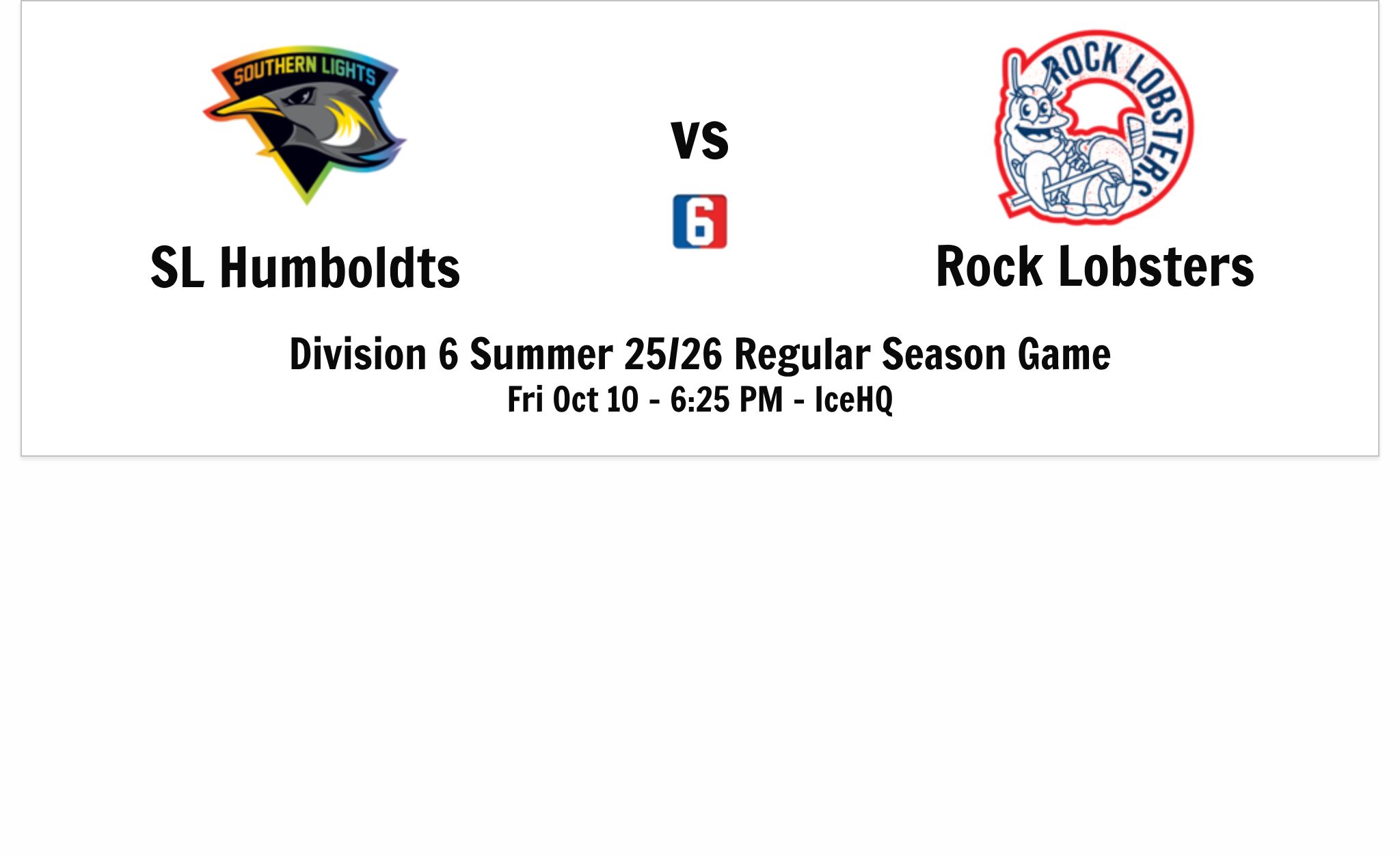 IceHQ - Rec League Division 6 Summer 25/26